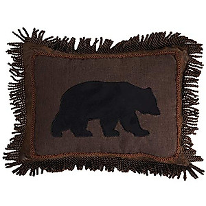 Carstens, Inc Carstens Black Bear Fringe 16x20 Throw Pillow, Brown