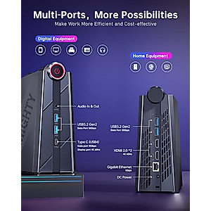 [Mini Gaming PC] Intel Core i9-11900H, up to 4.9GHz, 16GB DDR4 Dual Channel 512GB M.2 NVMe SSD, Mini PC [3 Adjustable Mode/RGB Lights] Mini Computers 4K Triple Display, Desktop Computer WiFi6, BT5.2