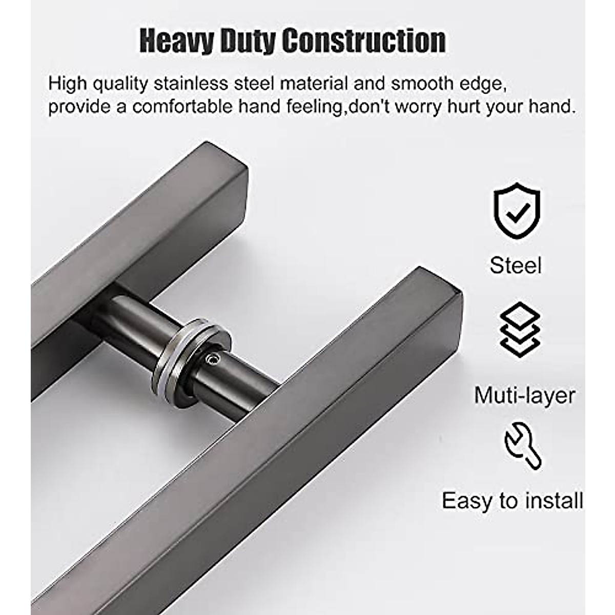 SXTBWFY Black Modern Barn Door Handles, Steel Double Side Push Pull Door Handle for Glass Door/Wood Door/Interior Sliding Door/Home/Office, Square Tube (Size : 50cm)