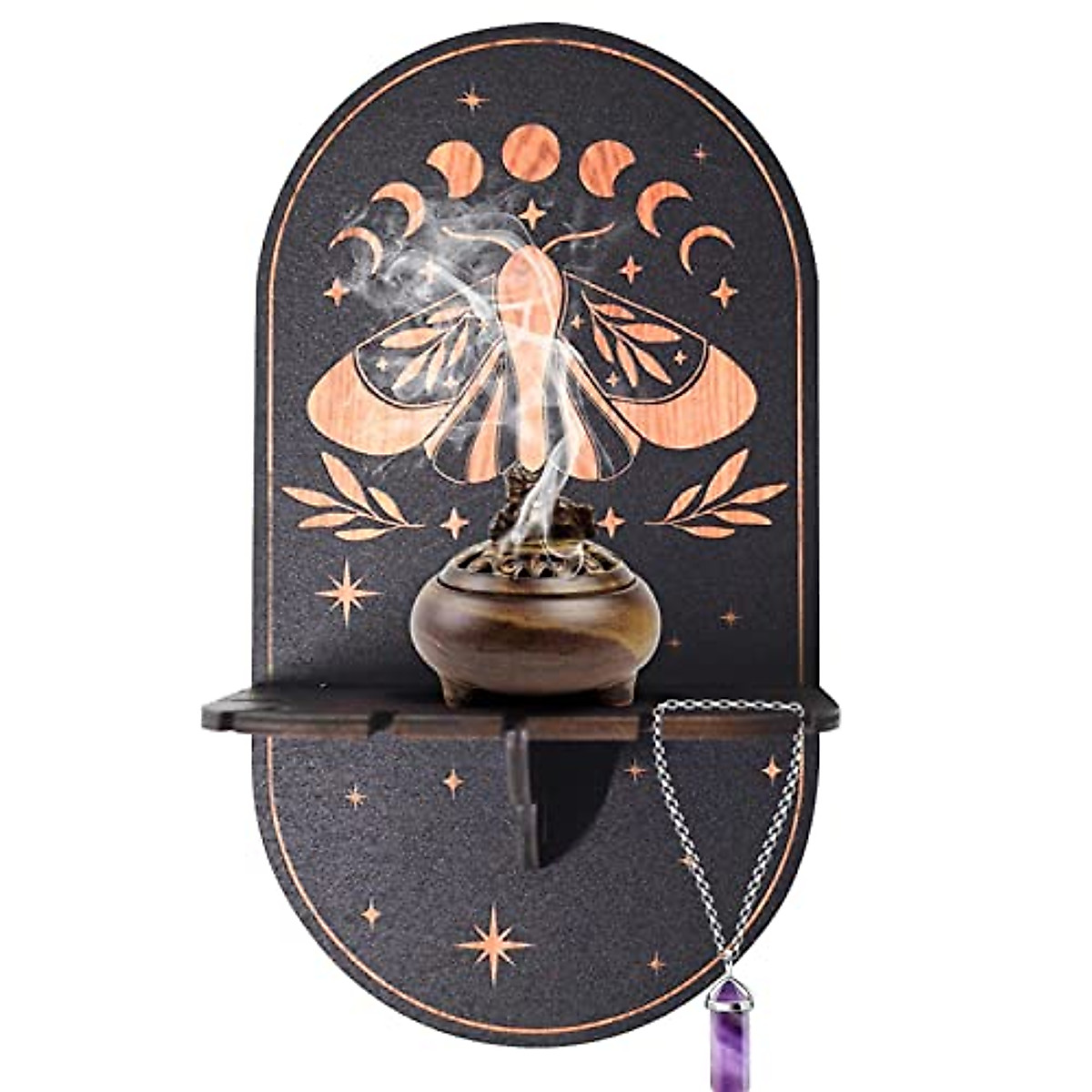 Frifer Crystal Stone Shelf | Wooden Stones Display Floating Shelf with Installing Buckles,Home Use Shelf for Living Room, Bedroom, Bathroom