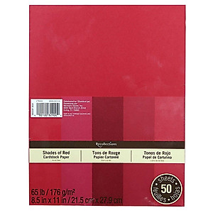 Recollections Cardstock Red 5 Shades 50 Sheets 8.5x11