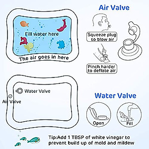 TAOYIJOY Tummy Time Baby Water Mat, Soft Infant Baby Toys Mat, Indoor Floor Inflatable Sensory Development Baby Water Mat for 3 6 9 12Months Newborn Toddlers Boy Girl