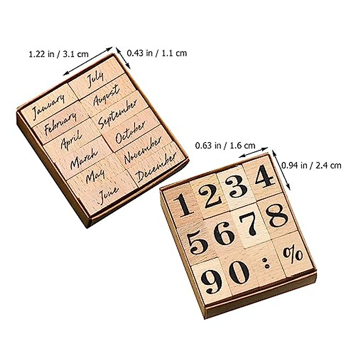 Operitacx Office Decor 24Pcs Month Stamp Decorative Stamp DIY Diary Stamp Journal Monthly Stamp Journal Wooden Stamp Wood Decor