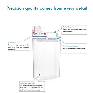 Zerodis 2 Pcs Cereal Containers, Plastic Airtight Storage Containers with Pour Spout and Measuring Cup for Rice Cereal Grain Flour Portable Rice Grain Storage Bin Dispenser