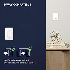 Wemo WLS0403 Wi-Fi Light Switch, 3-Way - Control Lighting from Anywhere, Easy In-Wall Installation, Works with Alexa, Google Assistant and Apple HomeKit