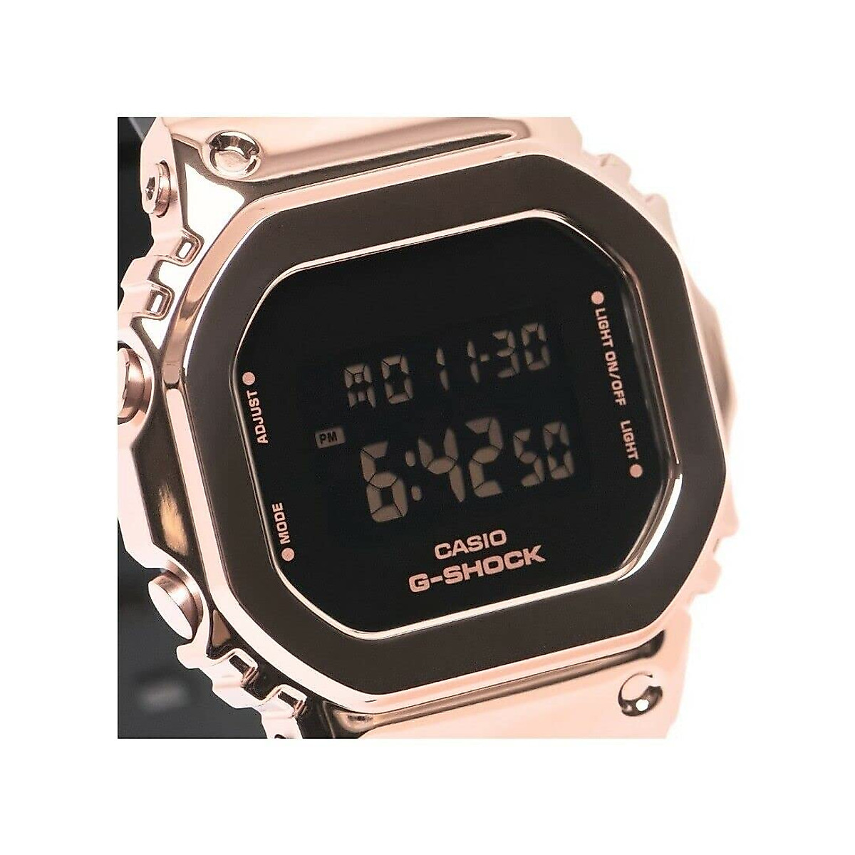 G-Shock Ladies' Casio Digital Rose Gold-Tone and Black Resin Strap Watch GMS5600PG-1