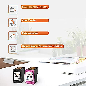 TESEN 61XL Remanufactured 61XL Ink Cartridge Replacement for HP 61XL 61 XL Use with HP Envy 4500 4508 5535 DeskJet 1000 1012 1512 Officejet 2620 2624 4630 eAIO Series Printer (1Black+1Color, Combo)