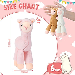 6 Pcs Mini Llama Stuffed Animals 7.87 Inches Alpaca Animal Stuffed Dolls Keychain Cute Tiny Llama Plush Stuffed Toys for Boys and Girls, Birthday Wedding Party Gift Bag Fillers Adorable Home Decor