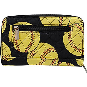 Softball Print Quilted Twist Lock Wallet