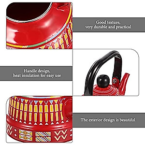 MAXBUS Enamel Tea Kettle Enamel Teapot Hot Water Kettle Pot Stovetop Safe Teapot with Handle Water Heating Pot Coffee Kettle for Stovetop Induction Cooker Red (Color : Red)