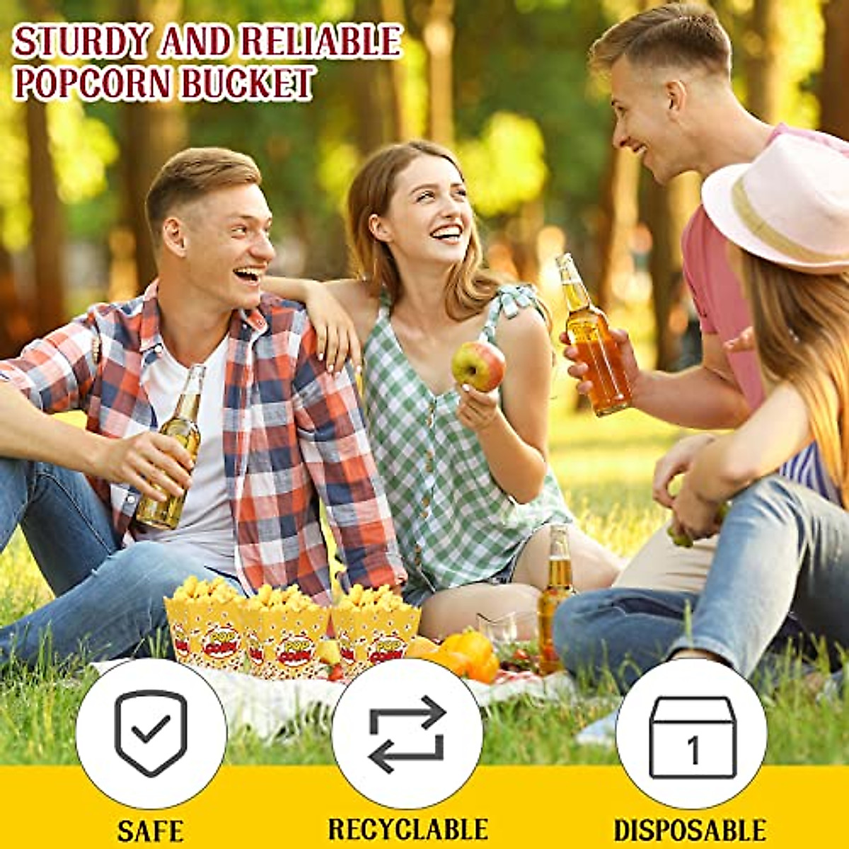 100 Pack Popcorn Boxes for Movie Nights & Parties