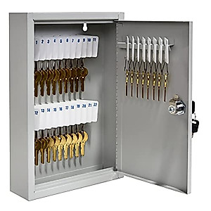 STEELMASTER by BankSupplies 30 Key Cabinet | Single Lock Control Key Box | Welded 22 Gauge Steel Construction | Scratch Resistant | Write-On Key Tags for Easy Identification