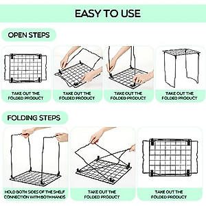 Maitys 10 Pack Locker Shelf Bulk 11.8" Tall Folding School Locker Organizer Shelf Set Metal Wire Organizer for School Office Locker Storage Accessories Fits Standard Size Lockers, Black and White