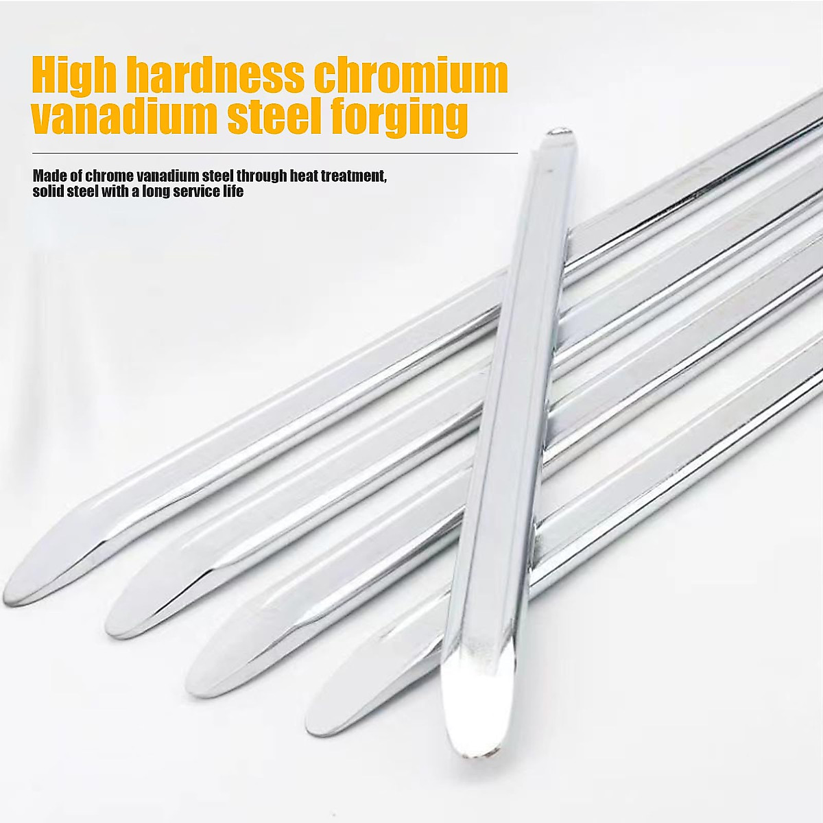 GKmow 3 PCS Car Tire Iron Kit, Tire Scoop Spoons Crowbar Lever, Rim Protectors Kit, Universal Tire Repair Maintenance Tools for Most Cars Motorcycles (Silver)