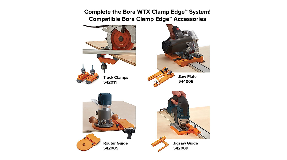 BORA Track Clamps: Secure Saw Guide for Precision Woodworking