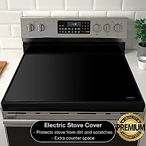 Abra Stove Top Covers for Electric Stove Top | Glass Stove Top Cover | Thick Natural Rubber | Prevents Scratching | Stove Cover Expands Usable Space (28.5x20.5, Black)