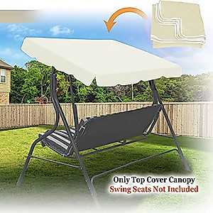 JHGF Patio Swing Canopy Waterproof Top Cover Set, Replacement for Chair Awning Glider All Weather Protection Outdoor Garden Furniture Covers, Red, Two-person seat142*120*18
