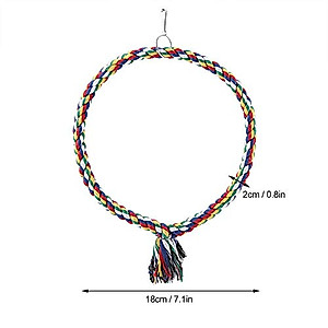 Bird Rope Swing, Cotton Bird Circle Ring Rope Perch Stand Swing Chewing Toy Birdcage Decoration Accessory for African Grey Budgie Parakeet Cockatiel Cockatoo(S)