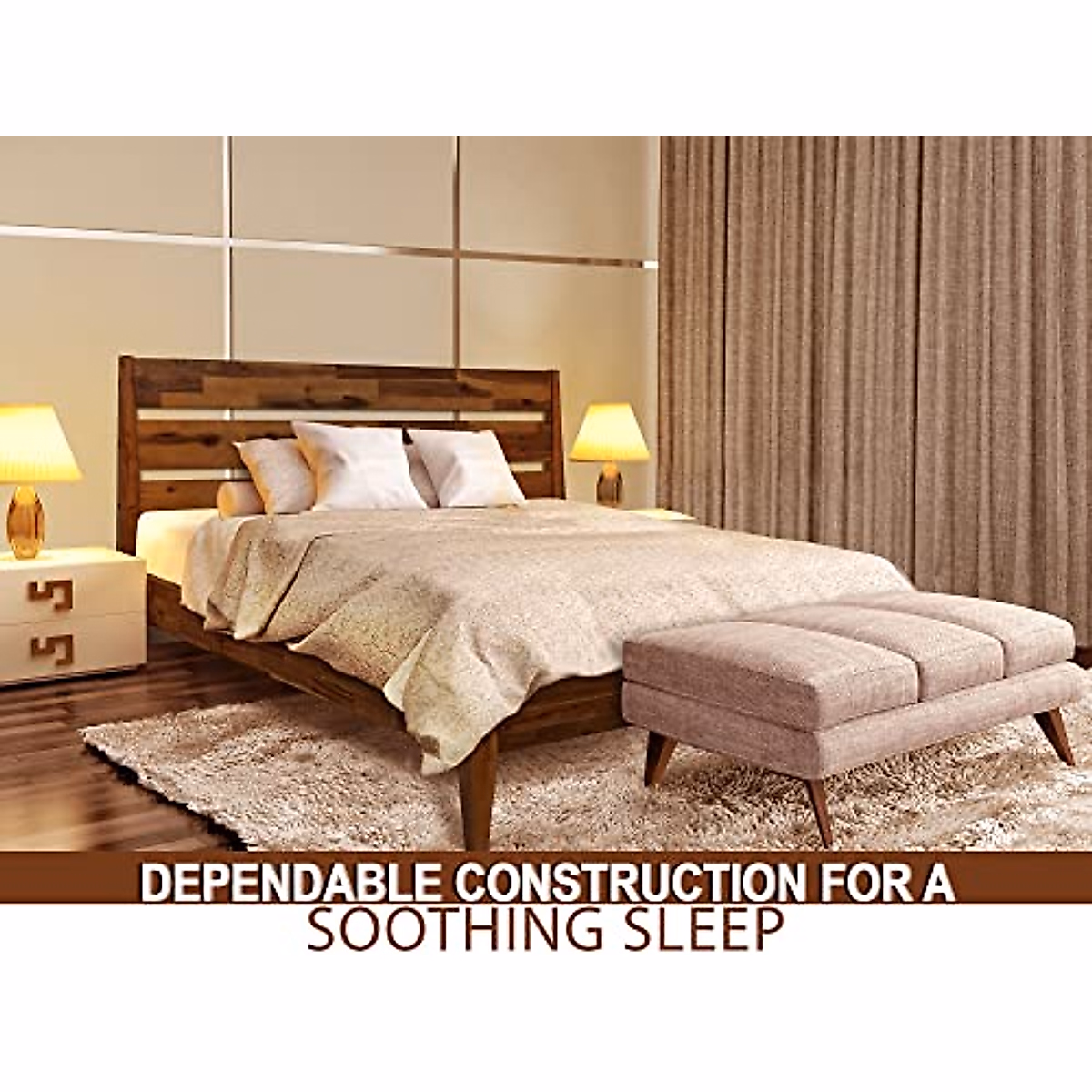 Acacia Emery 14 Inch Wood Platform Bed Frame V1 (Chocolate, Queen)