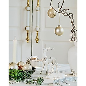 DN DECONATION 2pcs White Christmas Reindeer Statue, Indoor Reindeer Decor, Tabletop Resin Deer Figurine