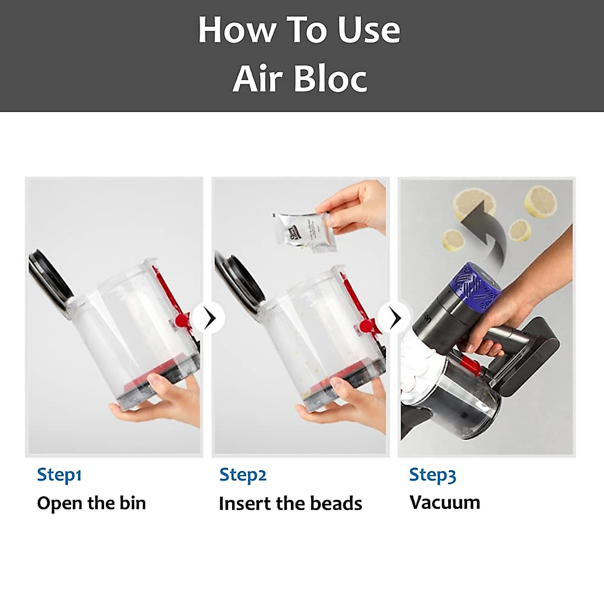 Clean & Block Vacuum Odor Eliminator and Air Freshener for Vacuum Bin and Canister, Safe and effective sterilization solution for home, office, carpet (6 Pack)