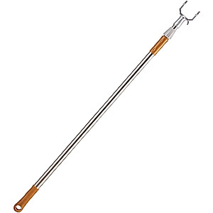 Reach Pole with Hook, 64" Extended Steel Clothes Garmant Hook Long Pole for High Reach without Step Ladder