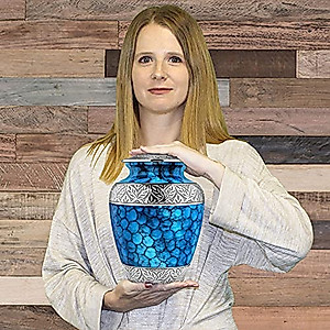 Trupoint Memorials Cremation Urns for Human Ashes - Decorative Urns, Urns for Human Ashes Female & Male, Urns for Ashes Adult Female, Funeral Urns - Royal Blue, Large