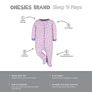 Onesies Brand Baby Girl's 4-Pack Sleep 'N Play Footies Multi Pack, Rainbows, Newborn