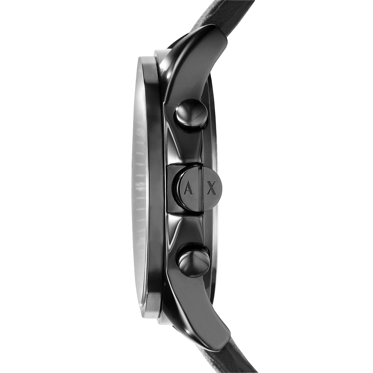 A｜X ARMANI EXCHANGE Men's Chronograph Black Stainless Steel & Black Leather Band Watch (Model: A|X2098)