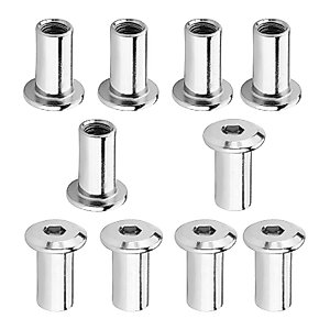 MroMax M6x15mm Nickel Plated Iron Insert Nut Rivet Hex Socket Head Nuts Screw Post Mounting for Furniture Installation Nickel Tone 20Pcs