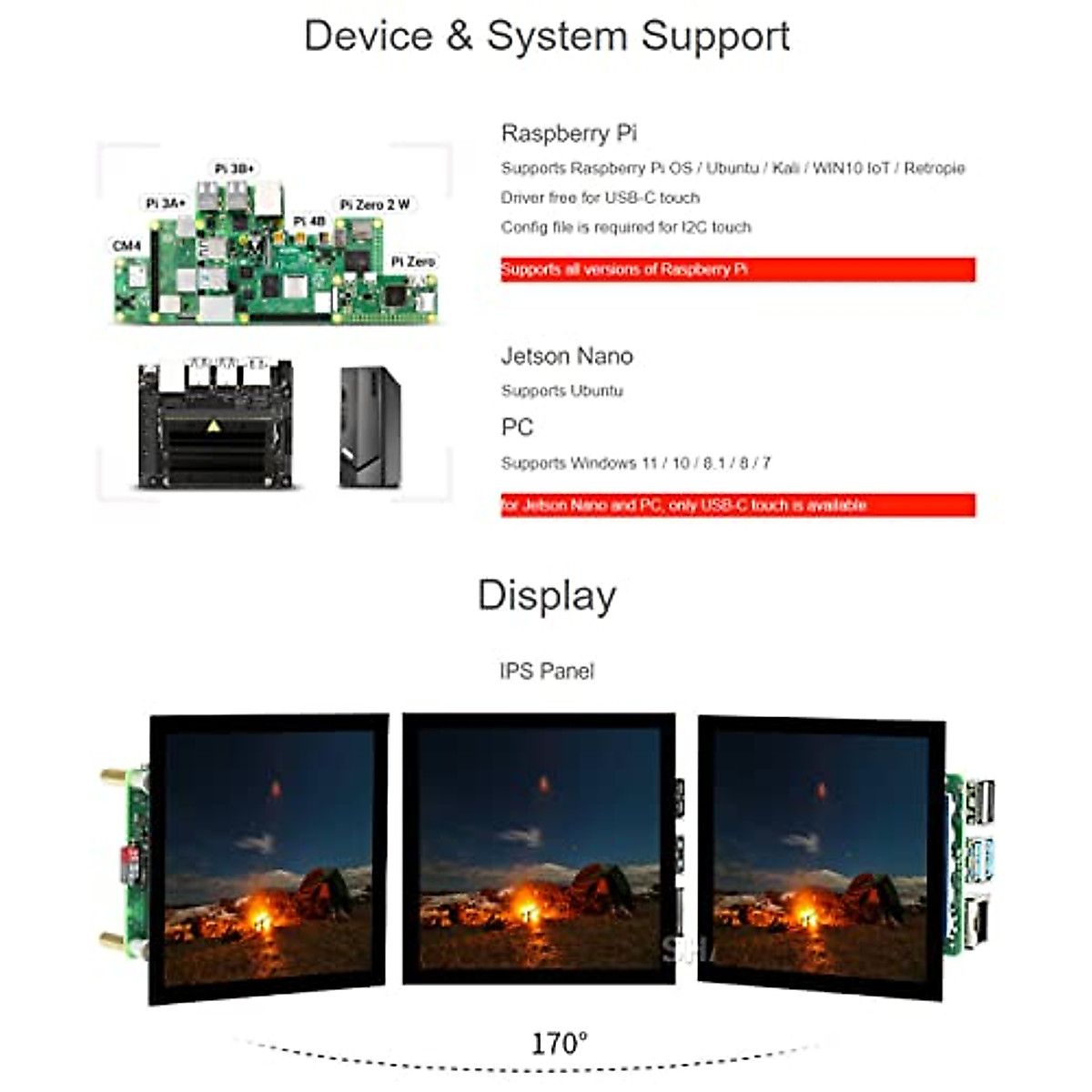 waveshare 4inch HDMI Capacitive Touch IPS LCD Display Compatible with Raspberry Pi 4B/3B+/3A+/2B/B+/A+/Zero/Zero W/WH/Zero 2W CM3+/4 720×720 Resolution Supports Jetson Nano/Windows
