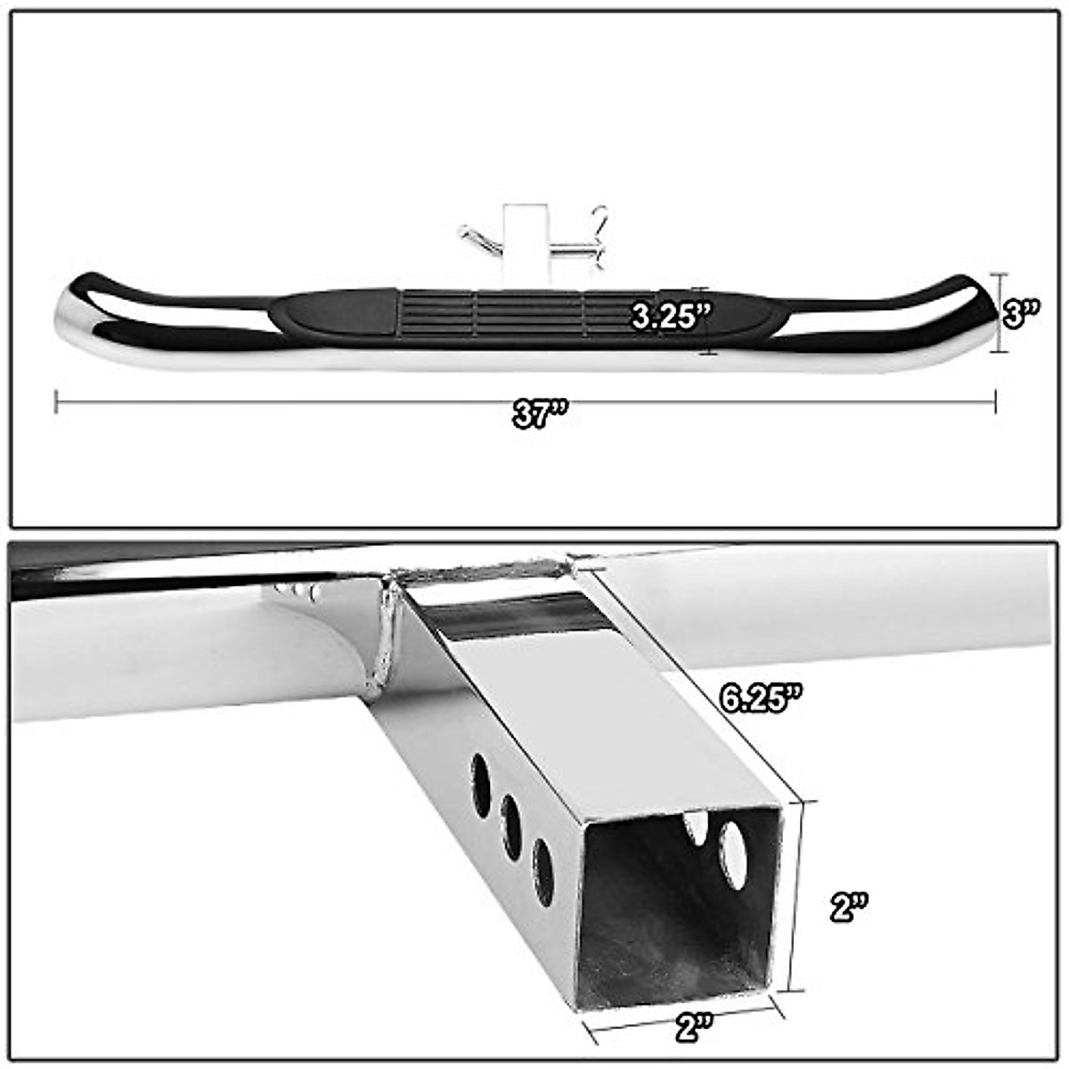 DNA MOTORING HITST-2-3-222-SS Class III 3" Hitch Step,Chrome