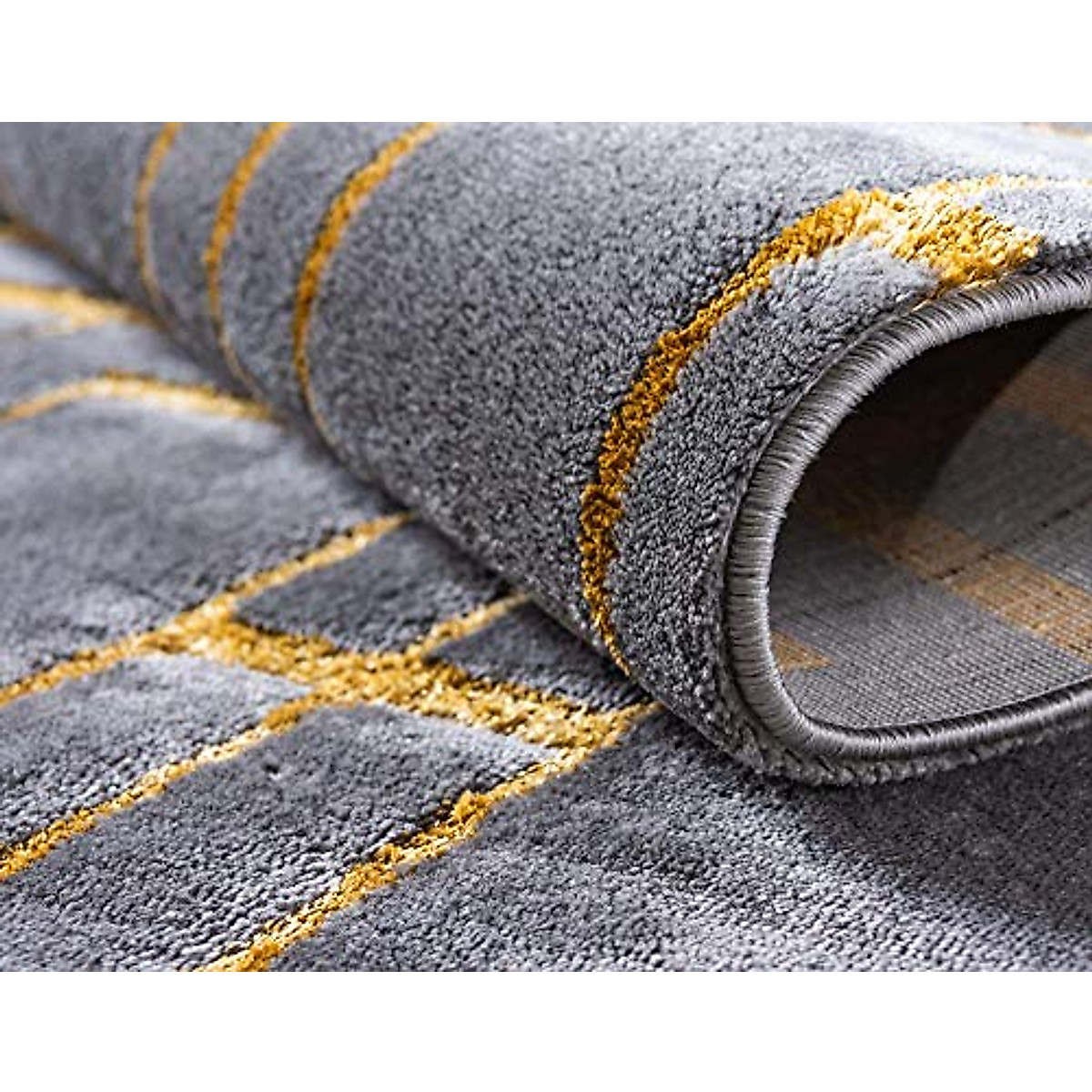 Unique Loom Marilyn Monroe Glam Collection Area Rug - Deco (6' 1' x 9' Rectangle, Gray Gold/ Gold)