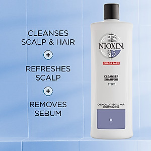 Nioxin System 5 Scalp Cleaning Shampoo and Therapy Conditioner Set for Chemically Treated Hair with Light Thinning