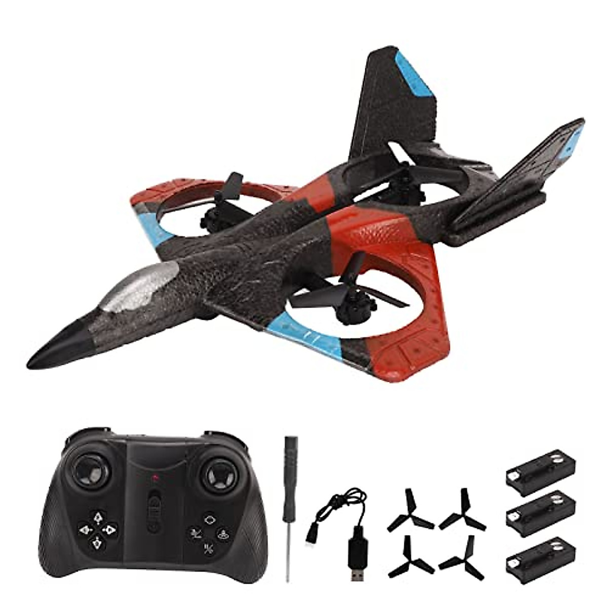Aerial Drone, Headless Mode Altitude Hold Remote Control Glider for Home for Adults (Triple Battery)