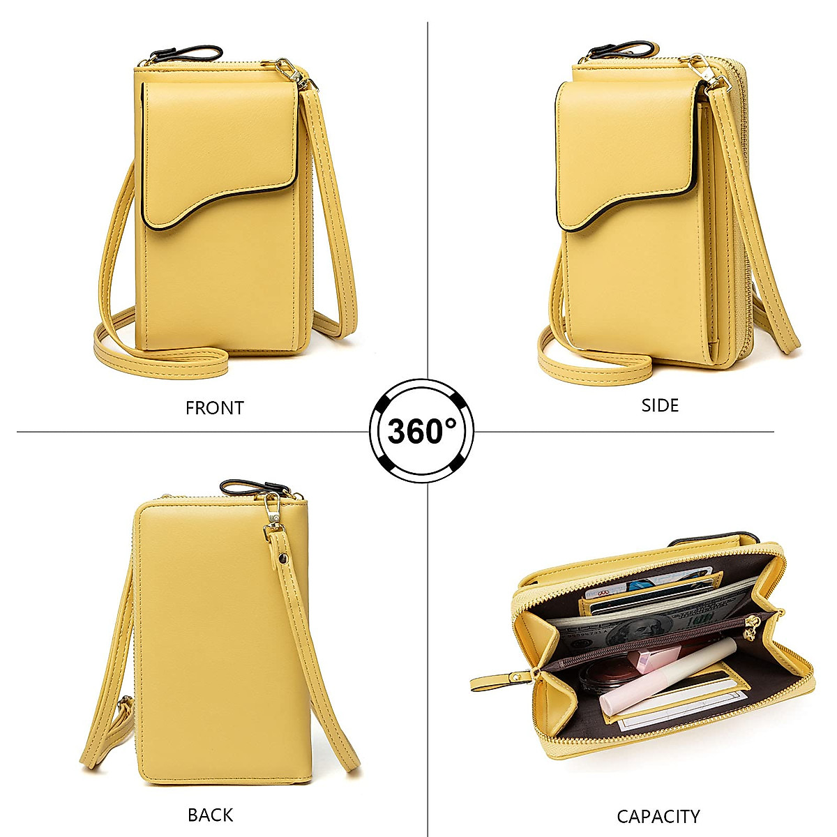 myfriday Small Leather Shoulder Bag, Crossbody Bag CellPhone Wallet Purse Lightweight Crossbody Handbags for Women