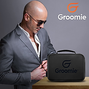 GROOMIE BaldiePro On The Go Travel Kit - Electric Head Shaver for Bald Men & Black Travel Case - 10,000 RPM Motor Hair Razor with Rotary Blades & Sleek Portable Hard Case Shaving Kit Travel Organizer
