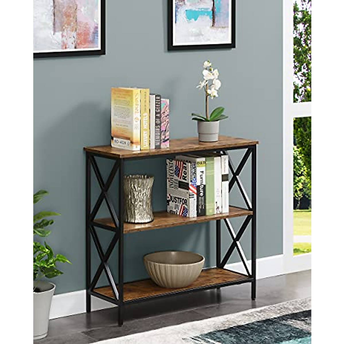 Convenience Concepts Tucson 3 Tier Bookcase, Barnwood/Black