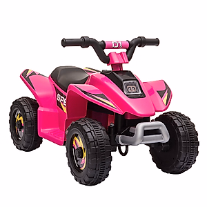 Aosom 6V Kids ATV 4-Wheeler Ride on Car, Electric Motorized Quad Battery Powered Vehicle with Forward/Reverse Switch for 18-36 Months Old Toddlers, Pink