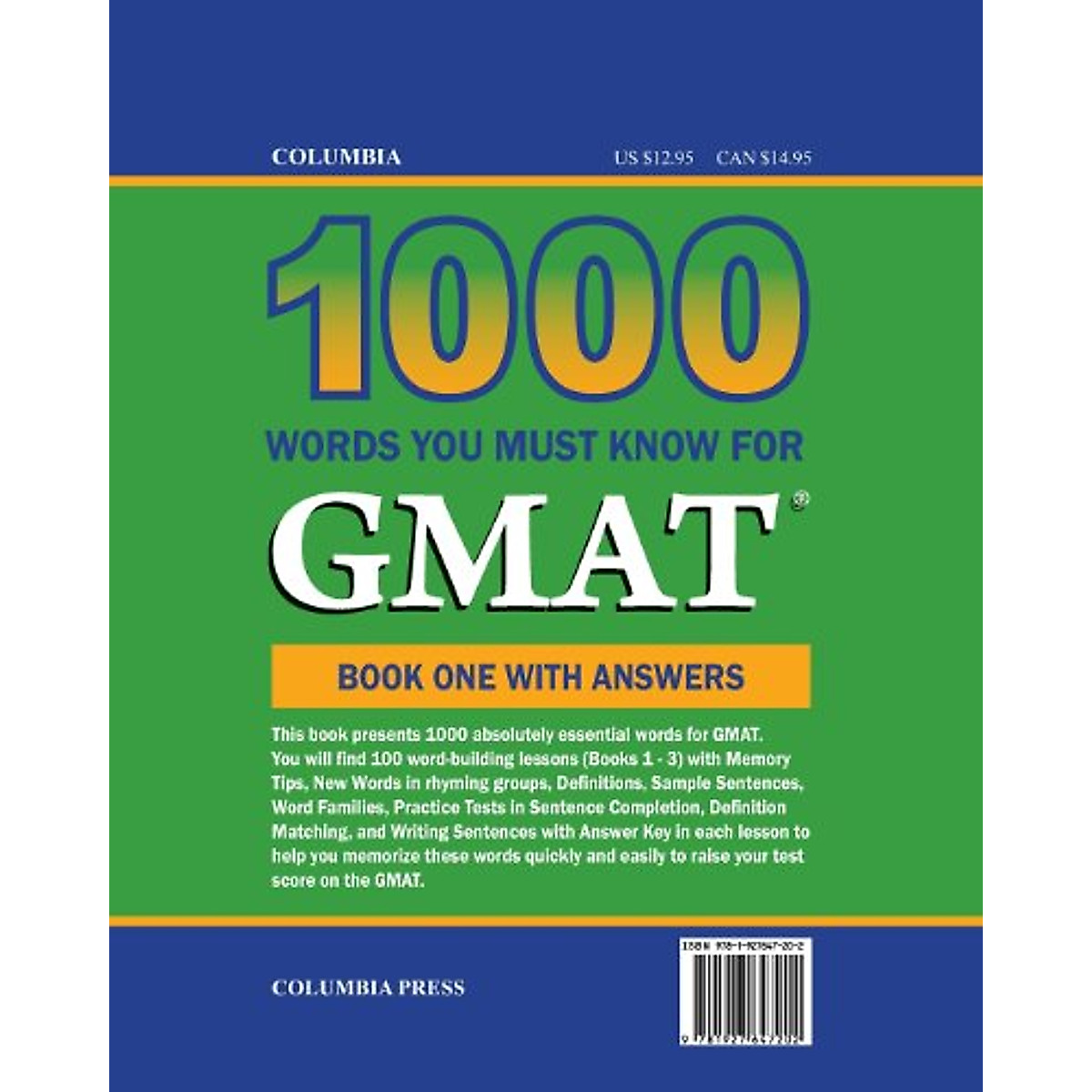 Columbia 1000 Words You Must Know for GMAT: Book One with Answers