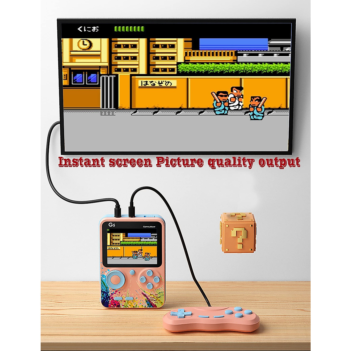 Retro Handheld Game Console AKKWEOP with 500 Classical FC Games-3.0 Inches Screen Portable Video Game Consoles Video Games Support for Connecting TV & Two Players for Kids Adults (Gray)