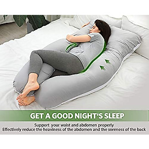 Meiz Pregnancy Pillows, 60" Pregnancy Pillows for Sleeping - Maternity Pillow for Pregnant Women - Full Body Pillow with Washable Cover for Back Pain Relief (White & Grey)