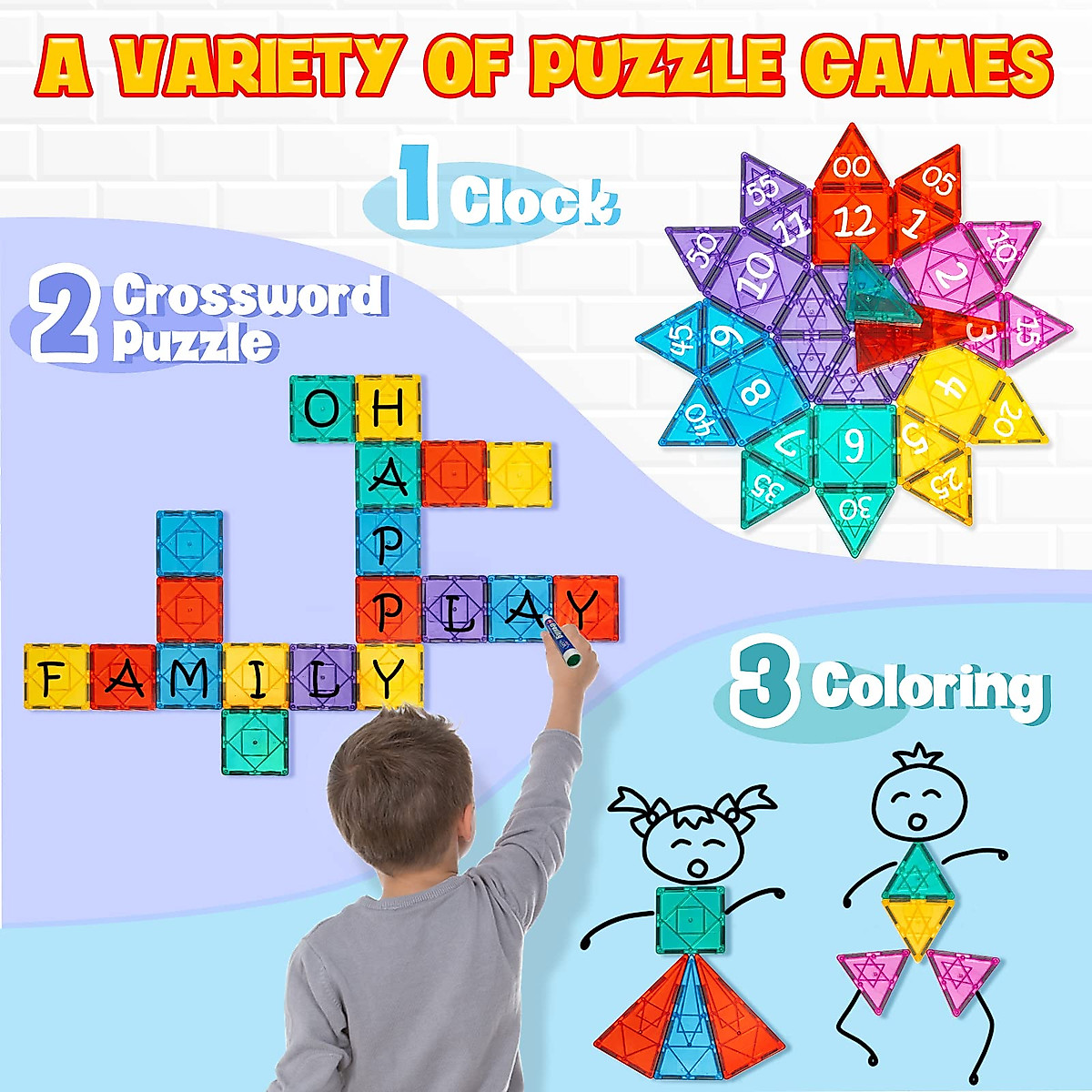 Magnetic Tiles STEM Building Toys for 3+ Year Old Boys Girls 102PCS Magnet Blocks Kindergarten Classroom Must Haves Sensory Toys Preschool Learning Educational Toys Kid Age 3-5, 4-6, 6-8 Gifts