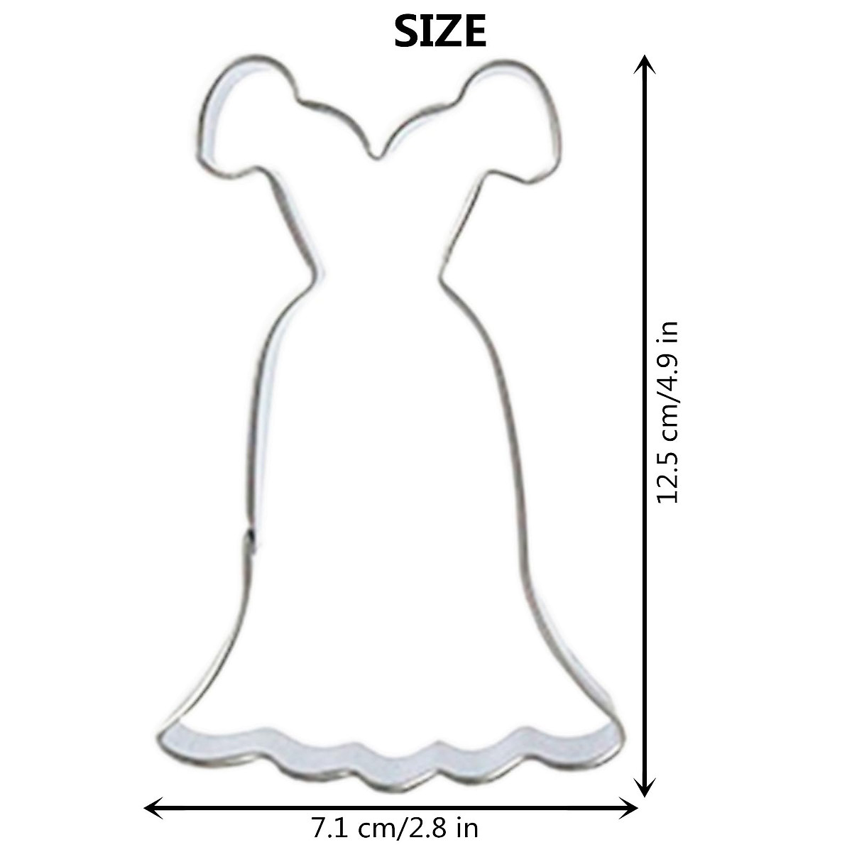 Large Size Dress Shaped Cookie Cutter, Stainless Steel Short Sleeved Wedding Dress Princess Dress Cookie Cutter, 4.9 Inches