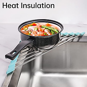 Tomorotec Aqua Triangle Roll-Up Dish Drying Rack for Sink Corner - Small, Foldable, Stainless Steel, Multipurpose Kitchen Drainer Caddy, Trivet, Rustproof Organizer, Storage Shelf and Space Saver