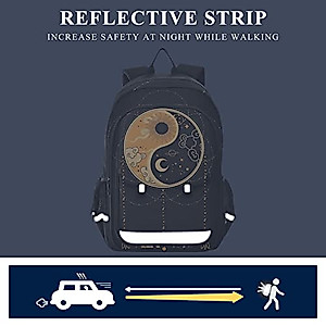 Glaphy Yin-yang Dreamcatcher Backpack School Bag Lightweight Laptop Backpack Student Travel Daypack with Reflective Stripes