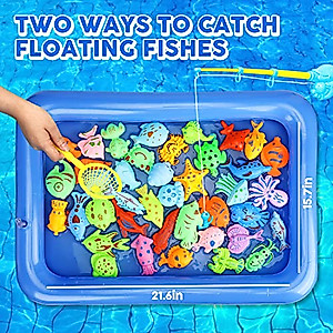 TOY Life Magnetic Fishing Game for Kids 3-5 with 2 Toddler Fishing Poles, Magnetic Fishing Toys for Toddlers, Kids Bath Toys for Toddlers, Outdoor Pool Water Toys for Kids 4-8, Baby Fishing Toy