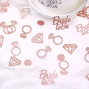 Bridal Shower Decorations 300pcs Table Glitter Confetti for Engagement Party Decor Bride to be,Diamond,Ring and Circle Rose Gold Paper Confetti for Wedding Bachelorette Party Supplies (Rose Gold)