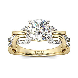 Jeulia 3.5 Carat Intertwined Ring for Women 14k Gold Plated Two Tone Round Cut 925 Sterling Silver Ring Anniversary Promise Band Eternity Rings for Her (Gold, 7)