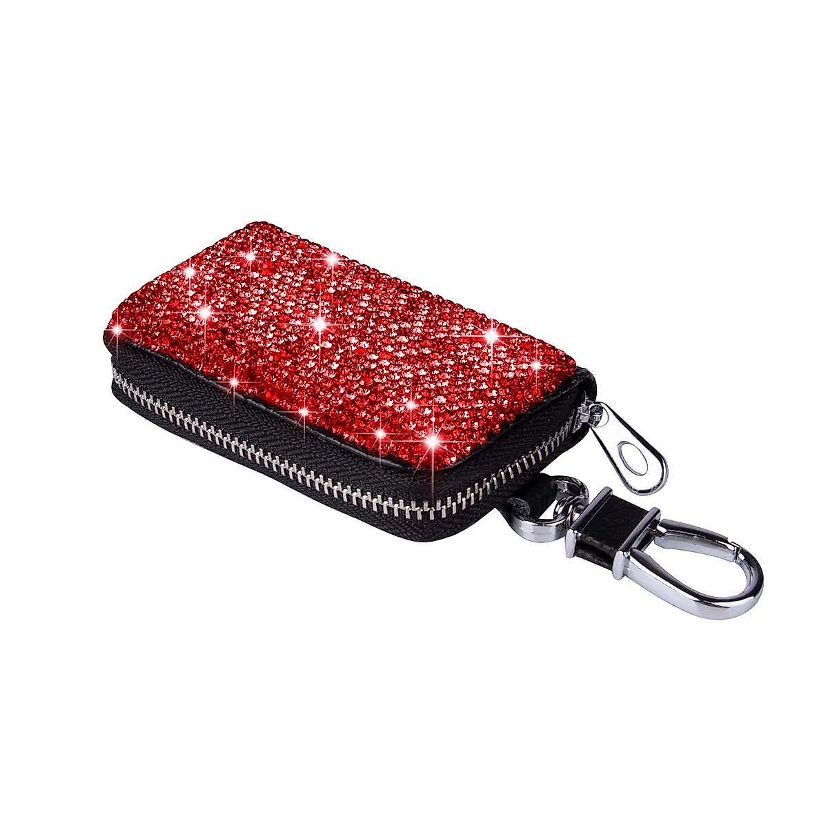 eing Car Key Case Leather Auto Smart Keychain Holder Metal Hook and Keyring Zipper Bag for Remote Key Fob, Bling Crystal Key Ring with Pouch Bag,Handbag Charms Purse Keychain for Women - (5Pack,Red)